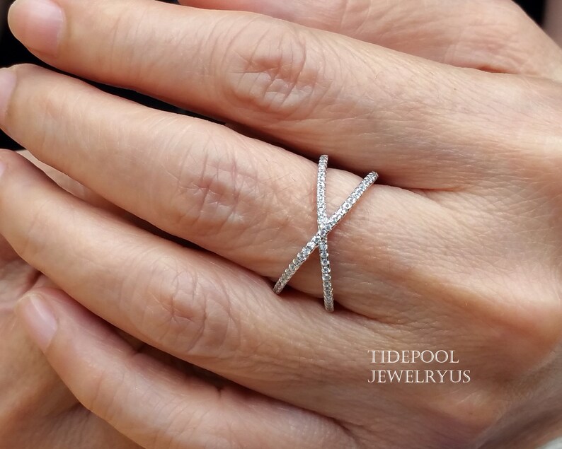 Sterling Silver X Shaped Ring Criss Cross Ring Round - Etsy