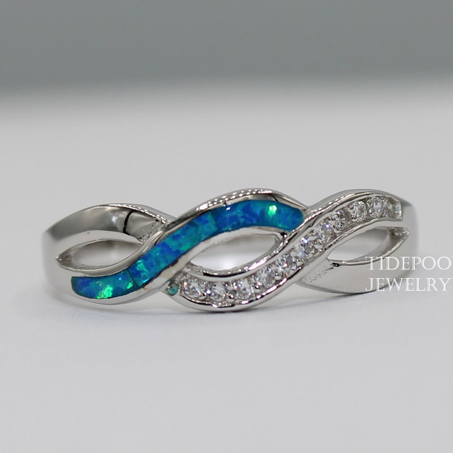 Sterling Silver Opal Infinity Band Ring Opal Infinity Love - Etsy