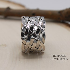 Sterling Silver Wide Silver Weave Ring 925 Sterling Silver | Etsy