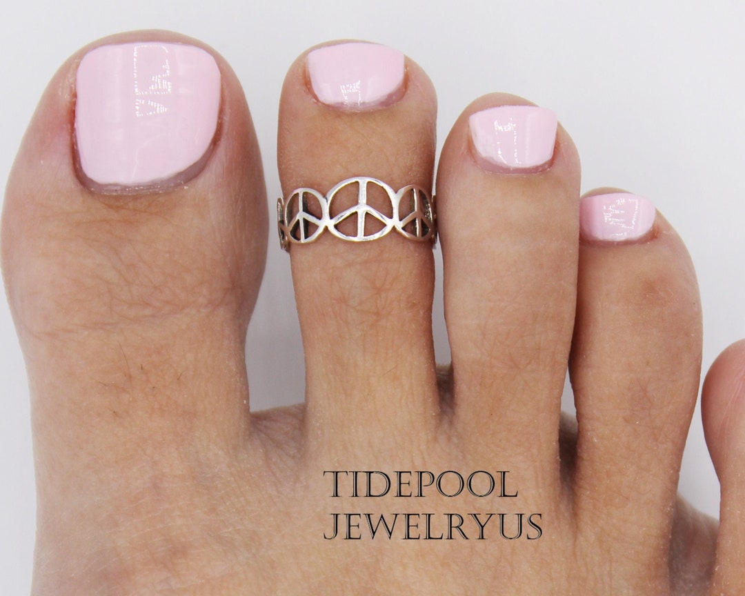 Adjustable Peace Sign Toe Ring Sterling Silver Adjustable Toe - Etsy