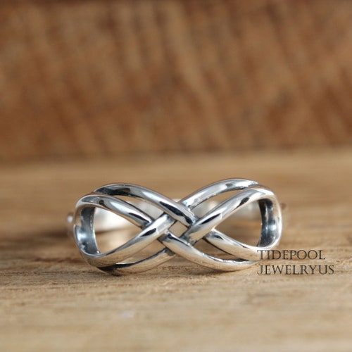 Personalized Sterling Silver Double Infinity Ring - Etsy
