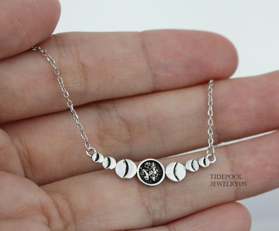 Sterling Silver Small Moon Phase Necklace, Moon Jewelry Gifts - Etsy