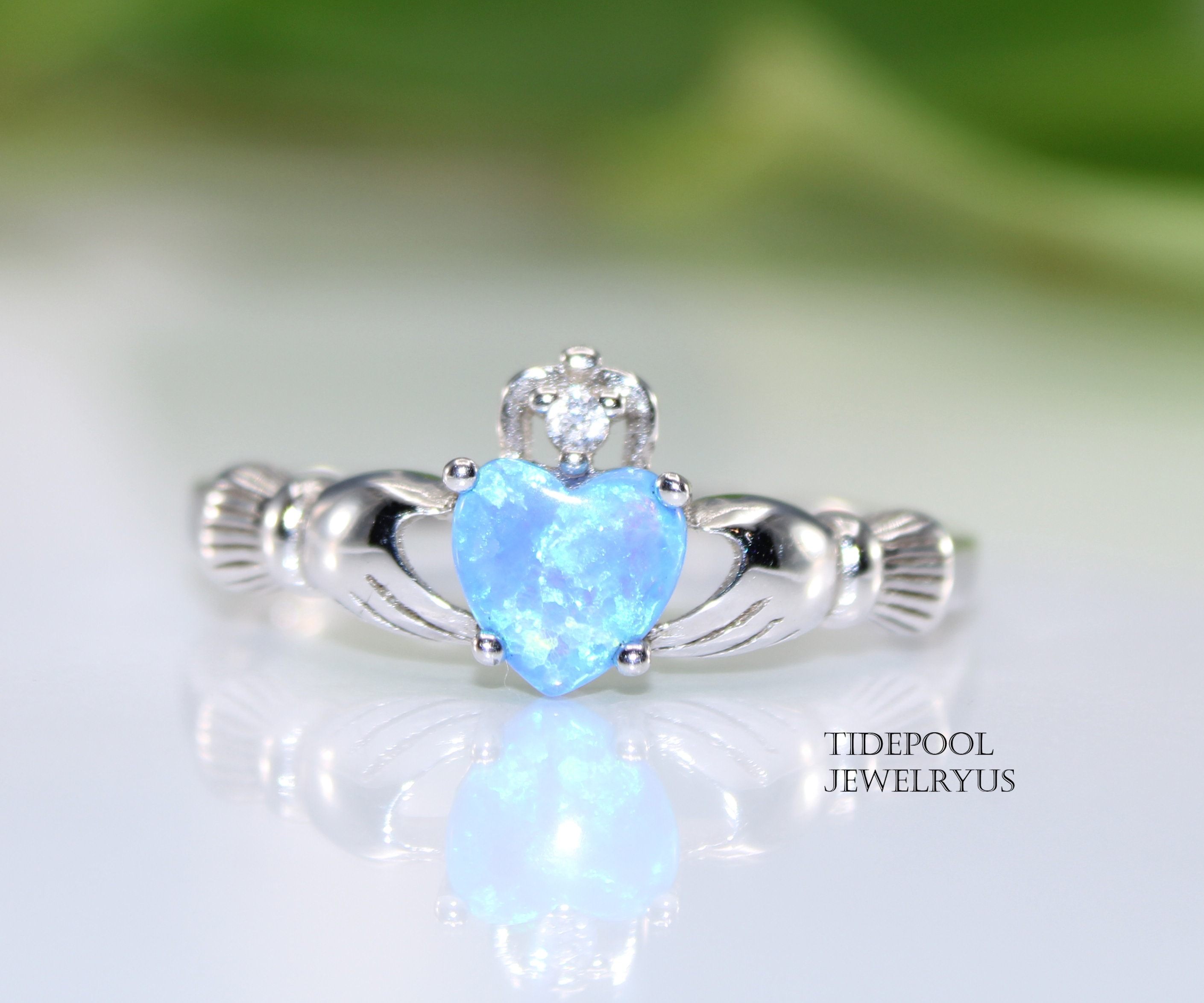 Claddagh Opal Ring Sterling Silver Celtic Irish Ring Birth - Etsy