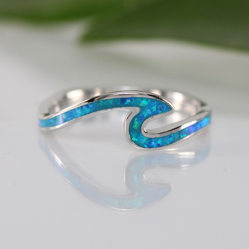 Sterling Silver Blue Opal Wave Ring Ocean Wave Ring 925 - Etsy