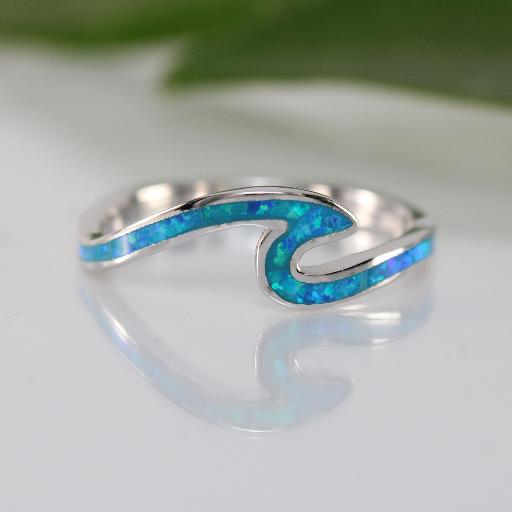 Sterling Silver Blue Opal wave Ring Ocean wave Ring 925 | Etsy