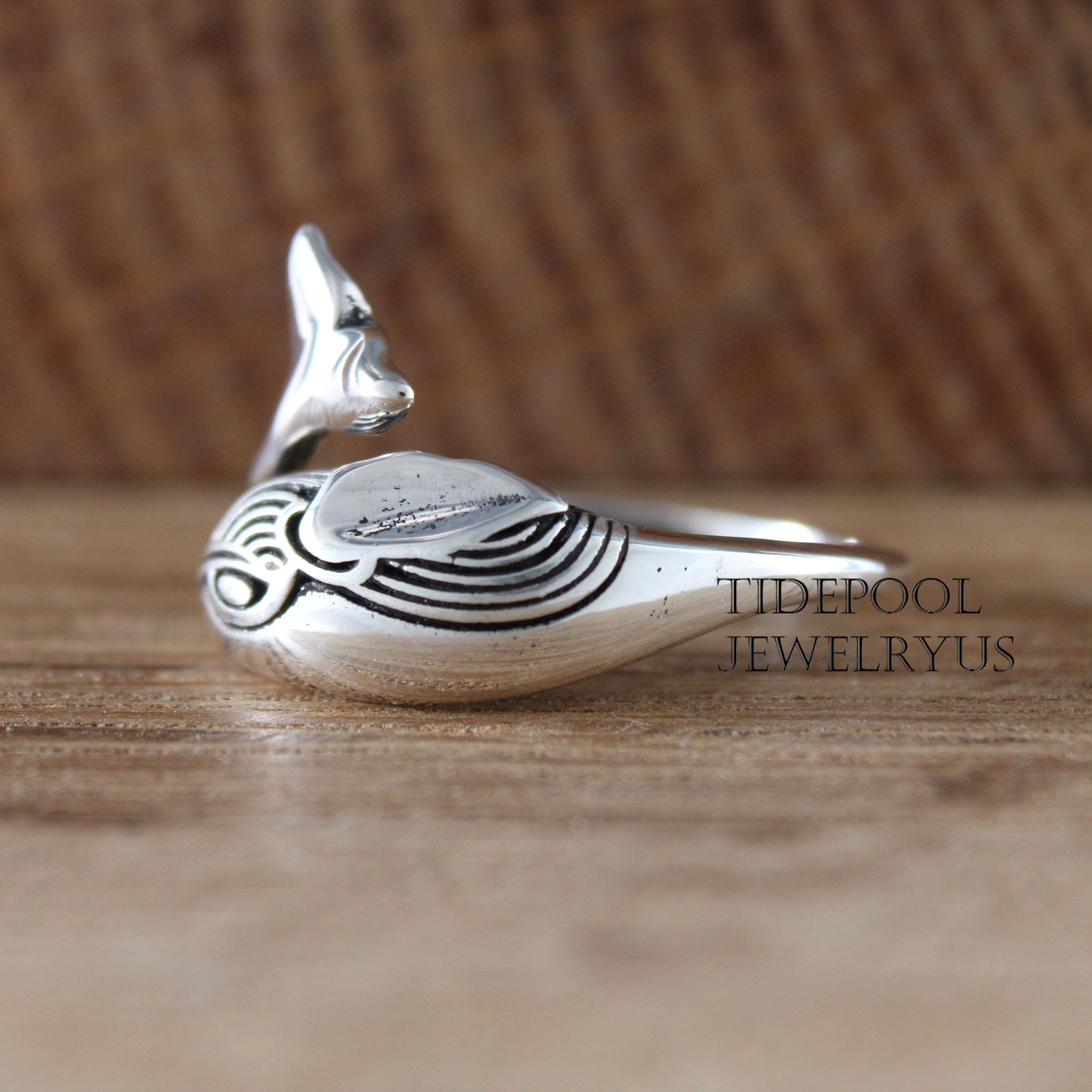 Sterling Silver Whale Ring Beach Jewelry Ring Adjustable | Etsy