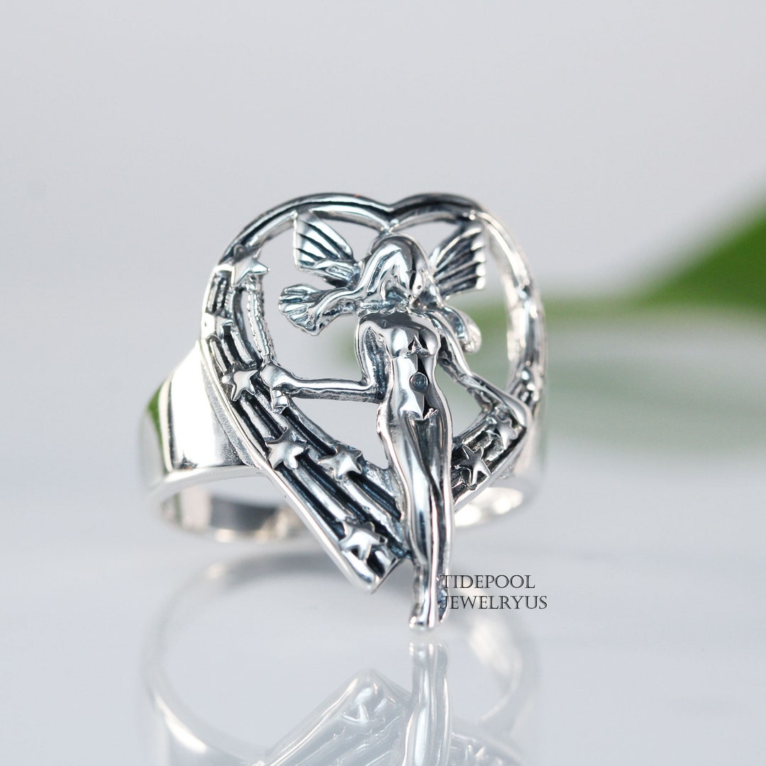 Sterling Silver Fairy Ring, Fairy Stars Ring, Angel Wing Ring, Fairy ...