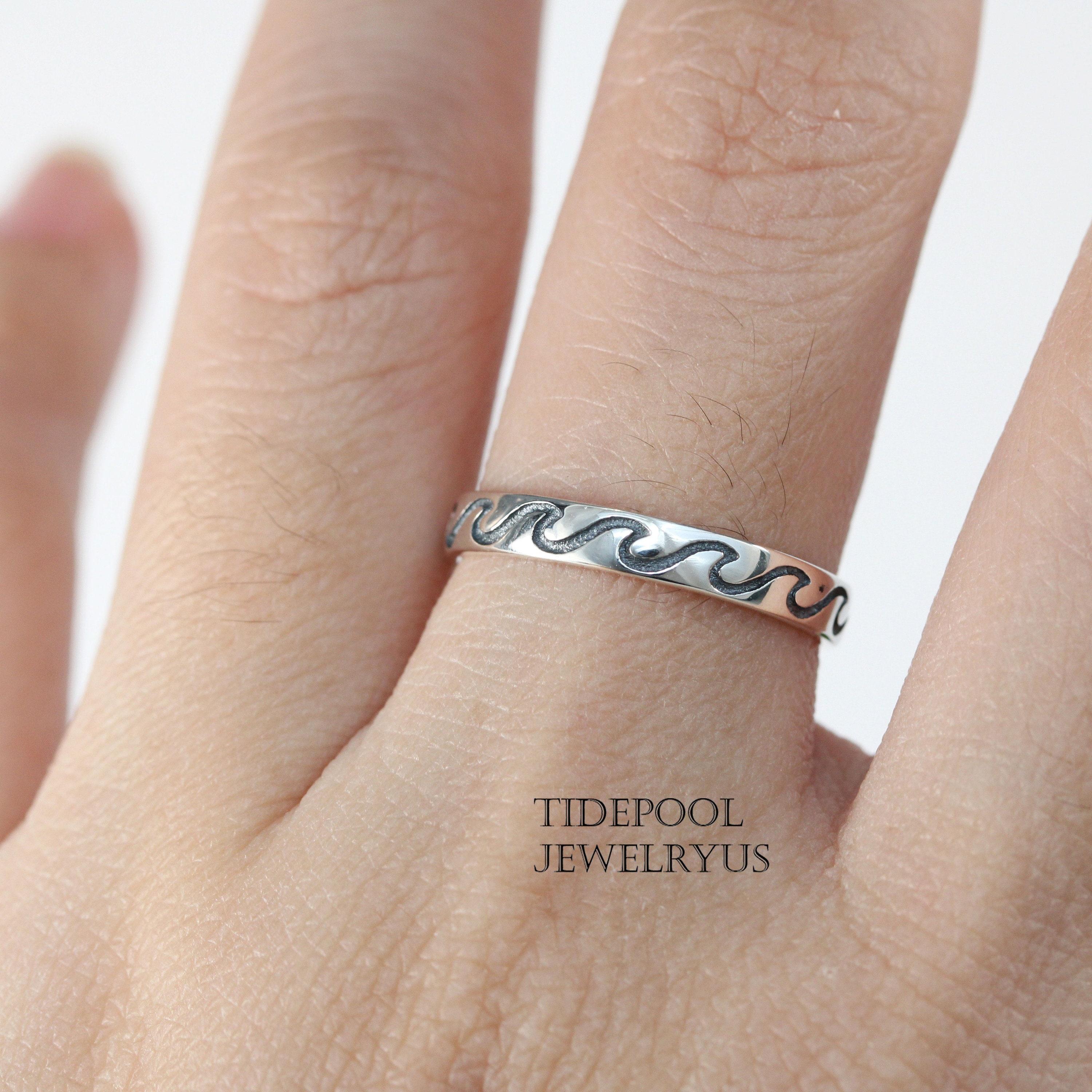 Sterling Silver Tidal Wave Ring Wave Thumb Ring Beach - Etsy