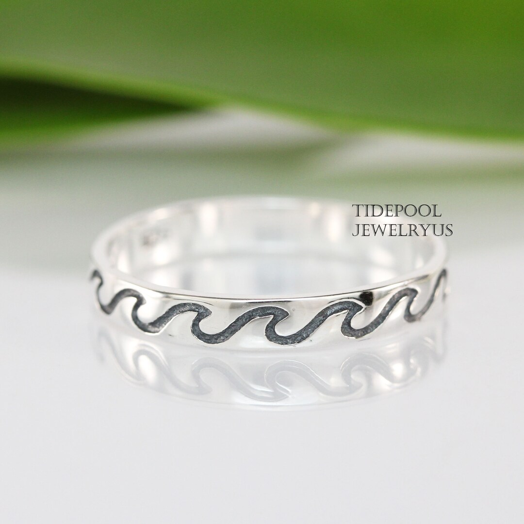 Sterling Silver Tidal Wave Ring, Wave Thumb Ring, Beach Jewelry, Full Band Wave Ring - Etsy