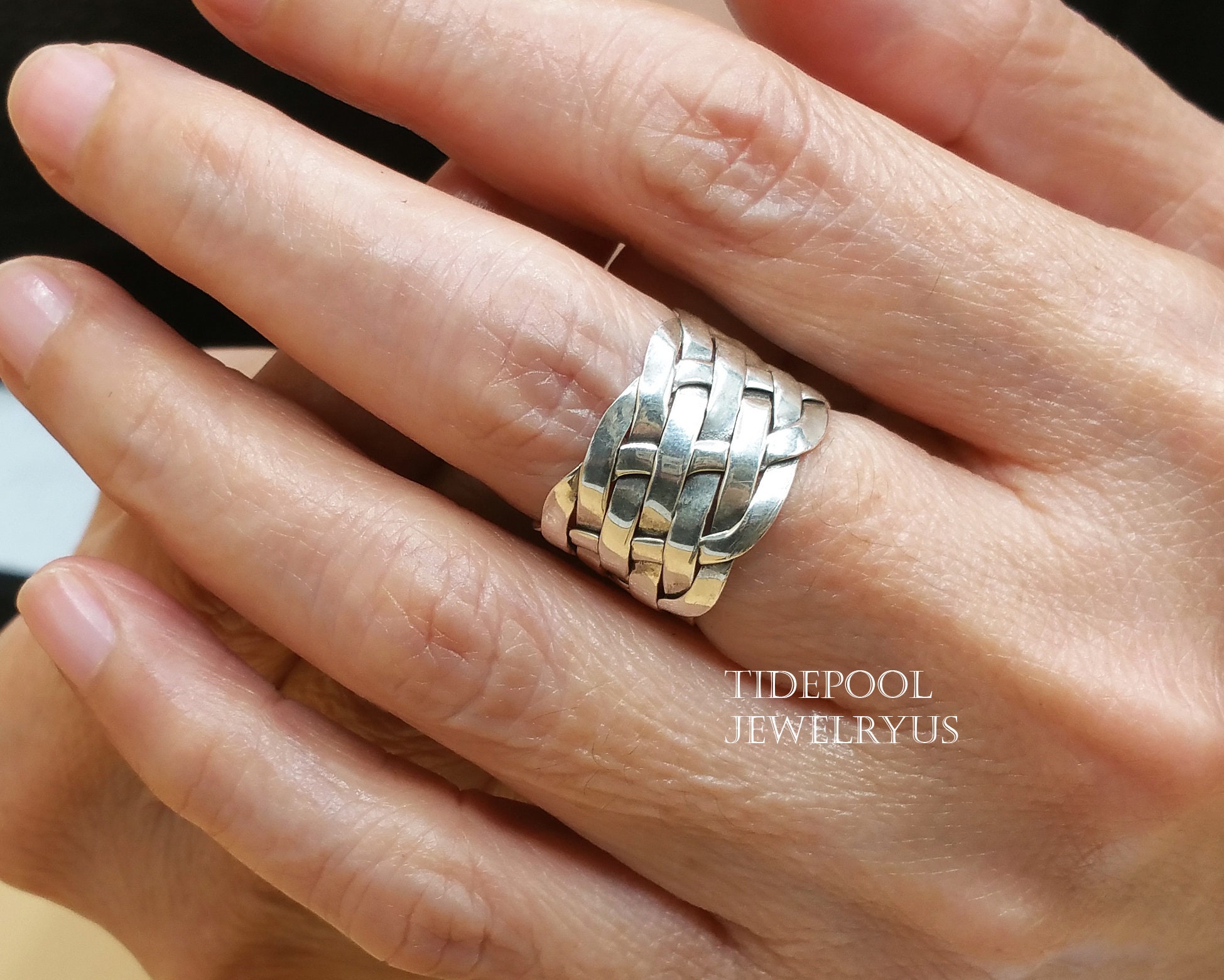 Sterling Silver Wide Silver Weave Ring 925 Sterling Silver | Etsy