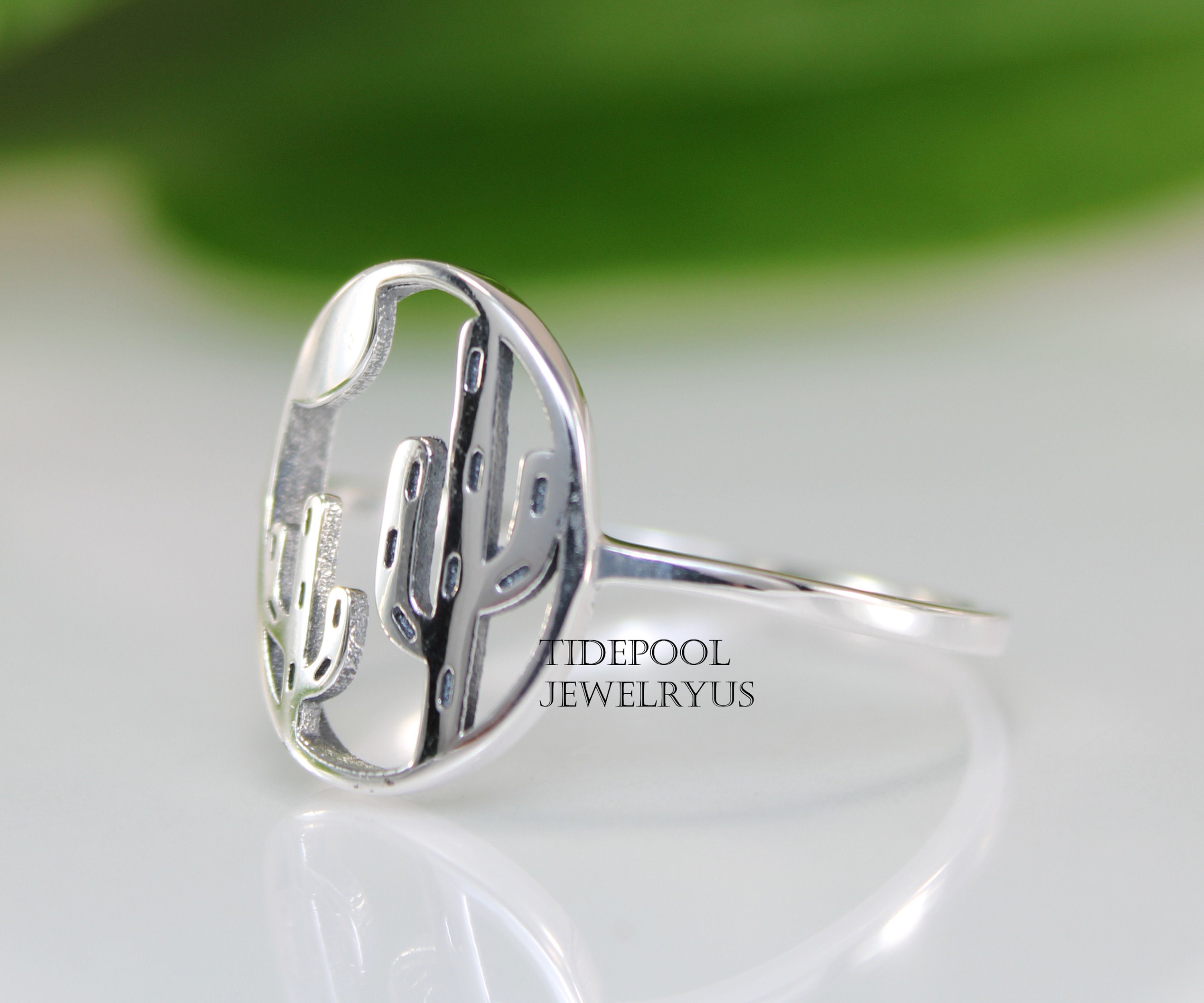 Sterling Silver Cactus Ring Cactus and Moon Ring Cacti Ring - Etsy