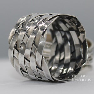 Sterling Silver Wide Silver Weave Ring 925 Sterling Silver | Etsy