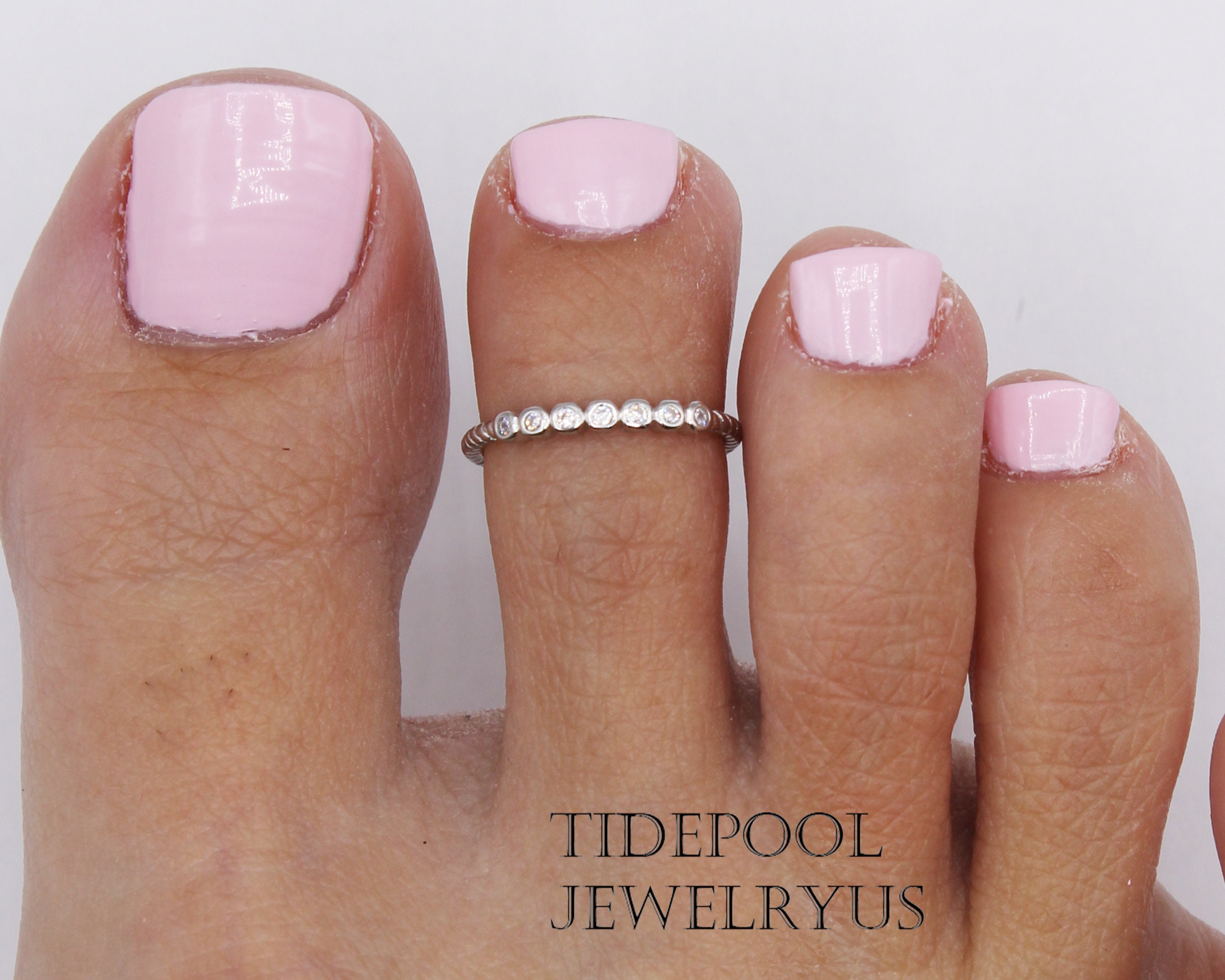 Adjustable Dainty CZ Sterling Silver Toe Ring Band Toe Ring | Etsy