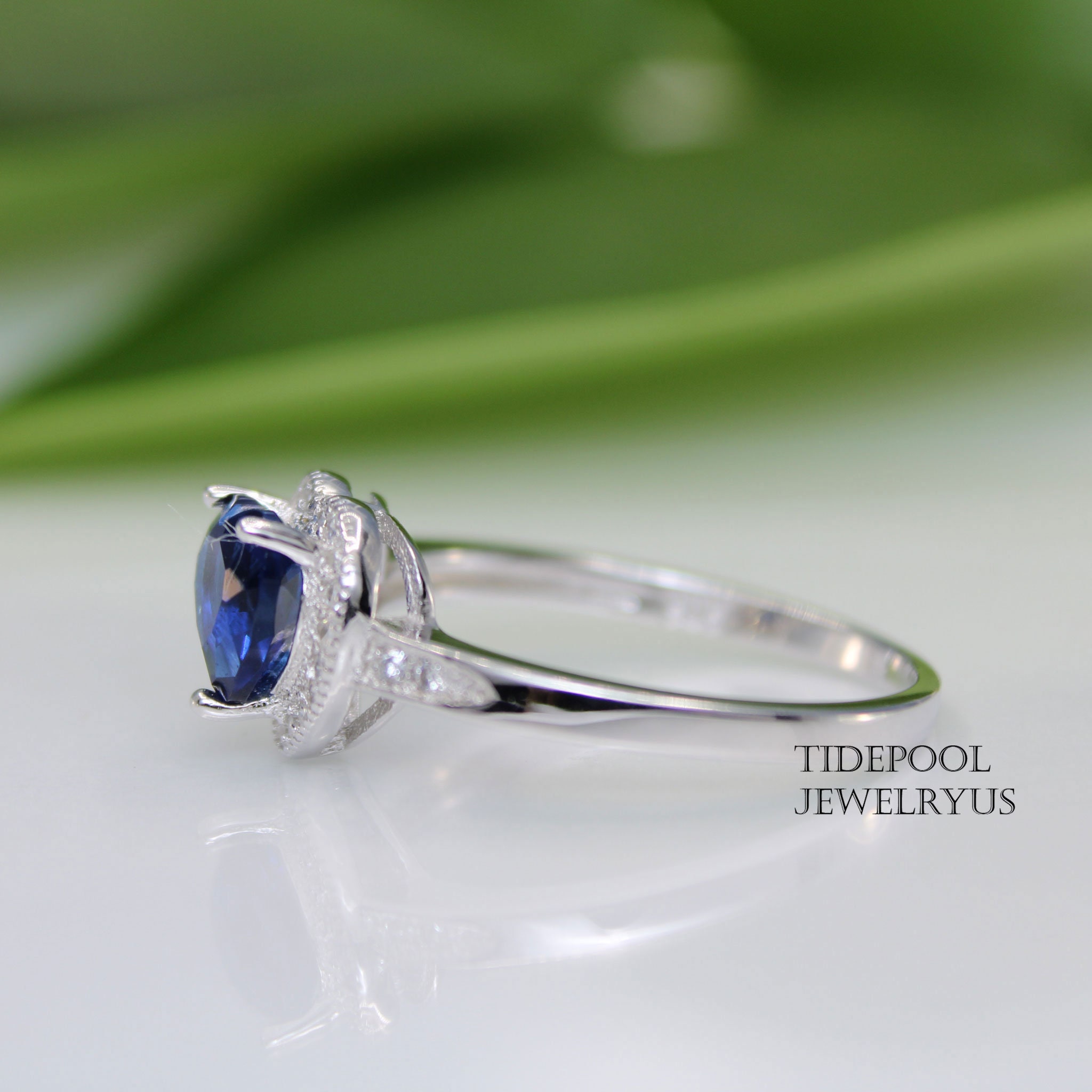 Heart Shape Sapphire Sterling Silver Ring Heart Ring - Etsy