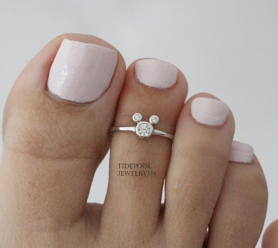 Sterling Silver Mouse Toe Ring, Dainty Toe Ring, Cz Toe Ring, CZ Band ...