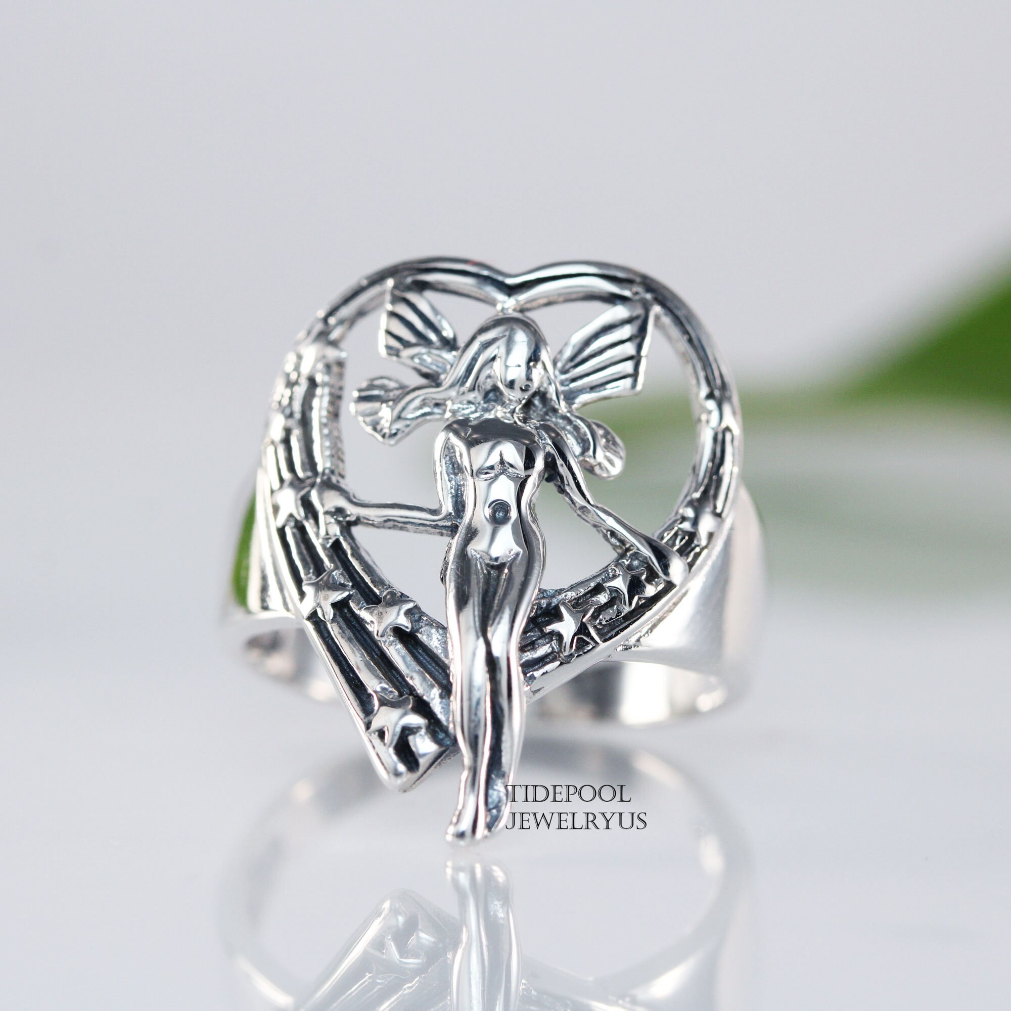 Sterling Silver Fairy Ring Fairy Stars Ring Angel Wing Ring - Etsy