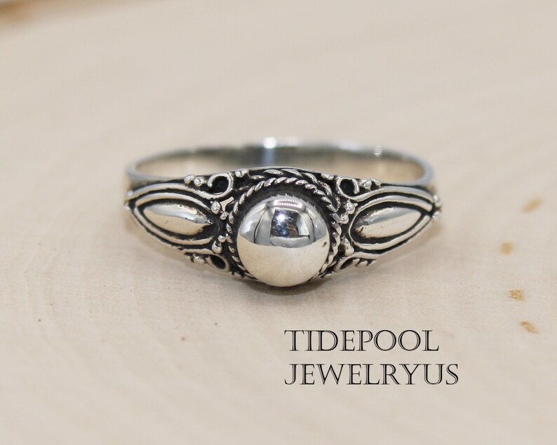 Sterling silver vintage Ring Silver Bali Ring-Vintage Ball | Etsy