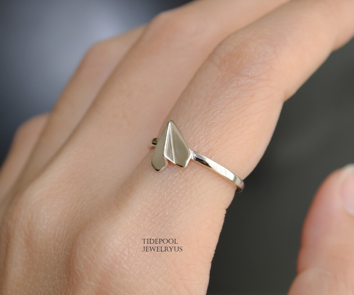 Sterling Silver Paper Plane Ring Origami Ring Love Letter | Etsy