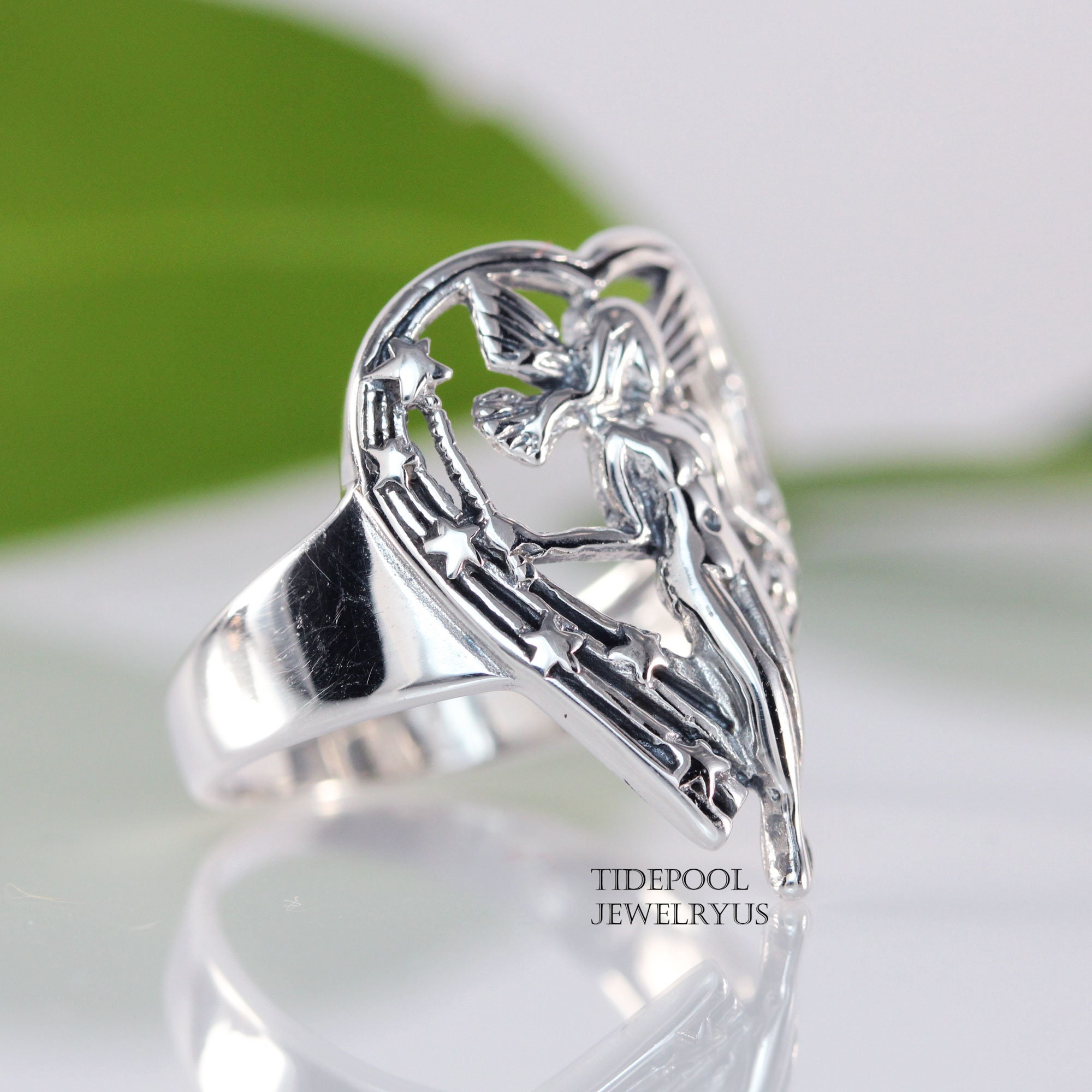 Sterling Silver Fairy Ring Fairy Stars Ring Angel Wing Ring - Etsy