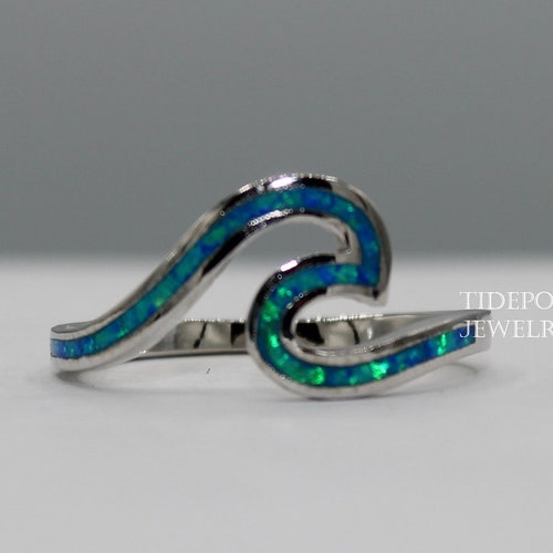 Sterling Silver Blue Opal Wave Ring Ocean Wave Ring 925 - Etsy
