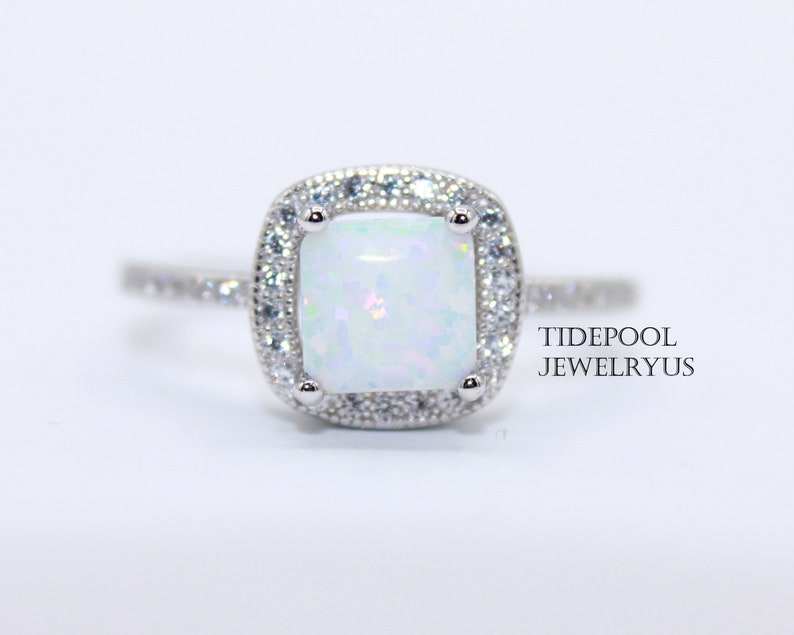 Sterling Silver White Opal Square Shaped Ring Sterling Silver - Etsy