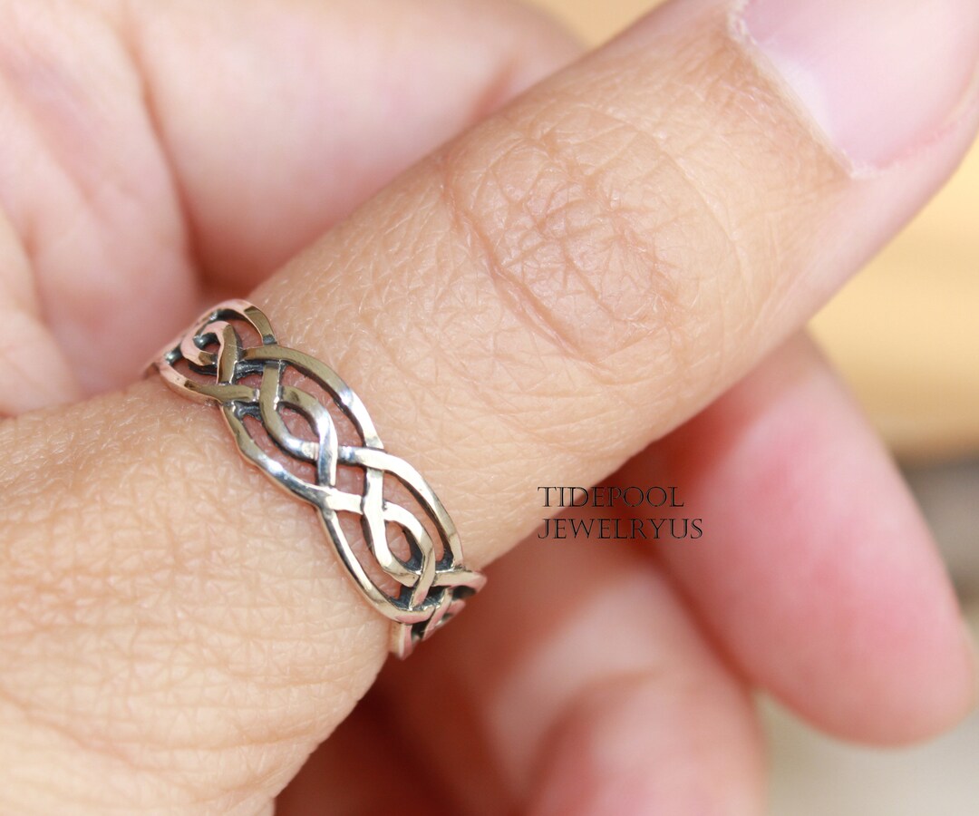 Celtic Vintage Sterling Silver Braid Ring, Thumb Ring, Intertwined Wire ...