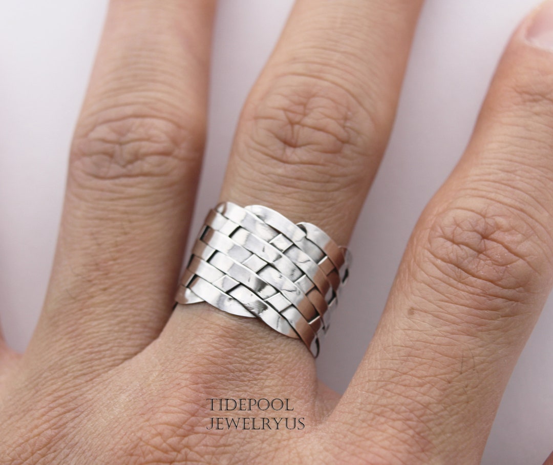 Sterling Silver Wide Silver Weave Ring 925 Sterling Silver - Etsy