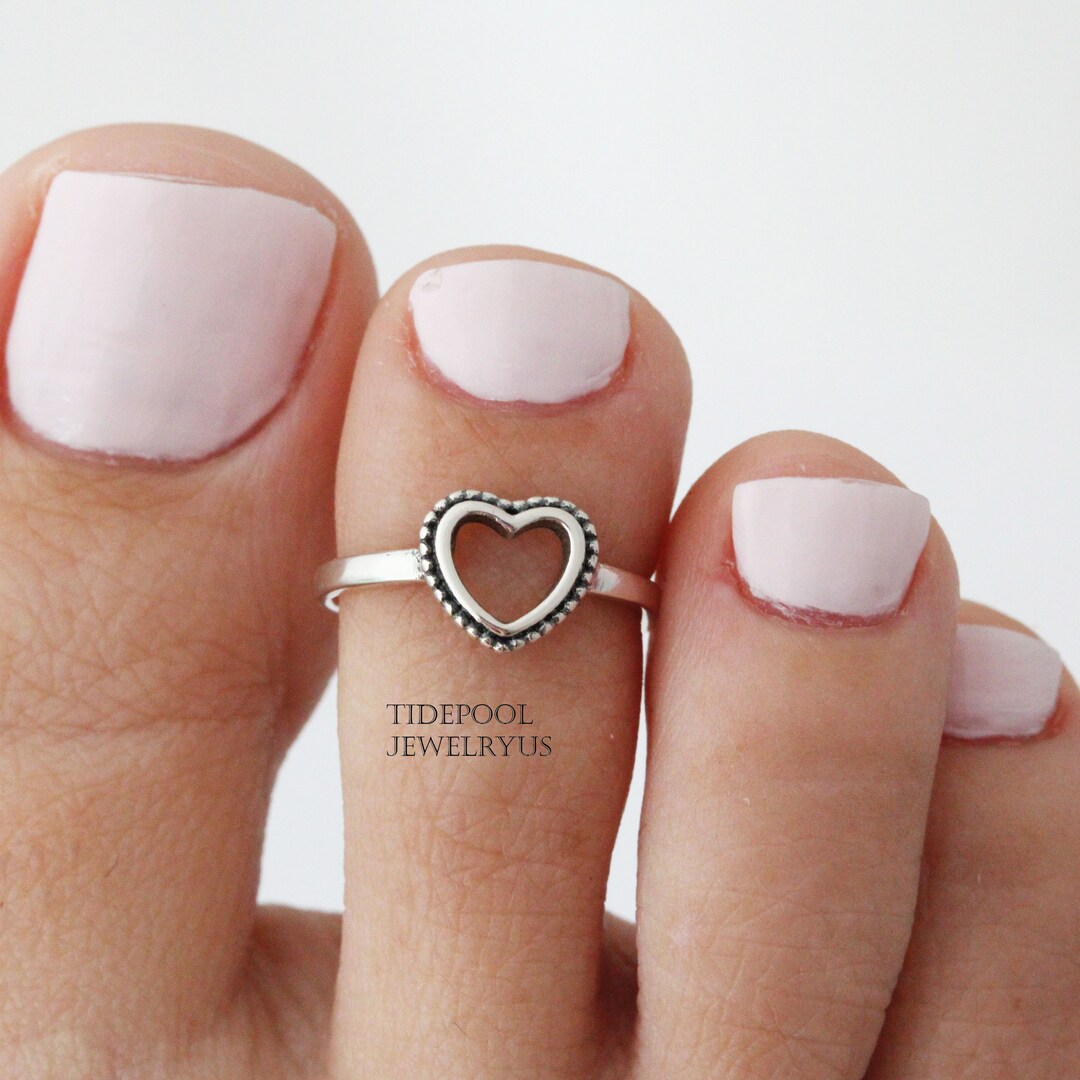 Adjustable Heart Sterling Silver Toe Ring Open Toe Ring - Etsy