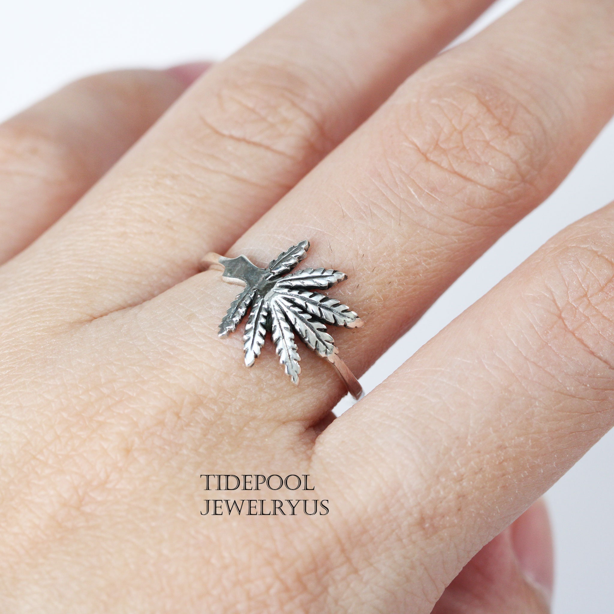 Sterling Silver Medium Marijuana Ring Cannabis Ring Weed | Etsy UK