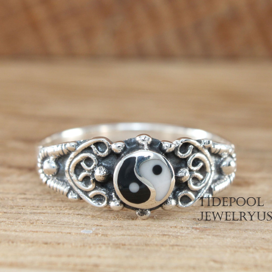 Sterling Silver Yin Yang Ring, Meditation Ring, Ying Yang Ring - Etsy
