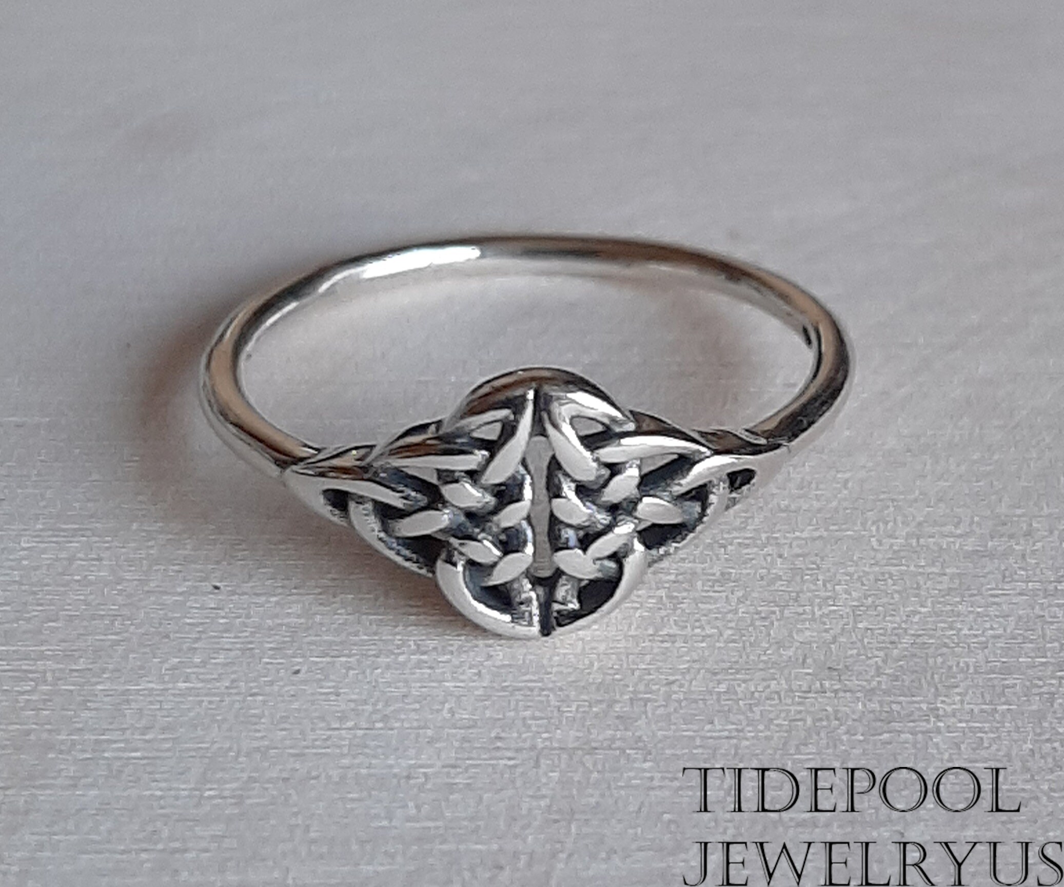 Dainty Celtic Irish Knot Ring in Sterling Silver Braid Weave | Etsy