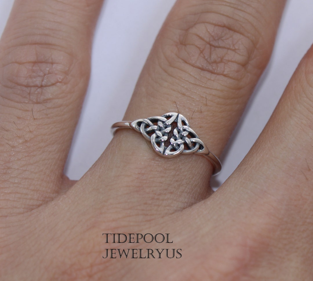 Dainty Celtic Irish Knot Ring in Sterling Silver Braid Weave, Stackable ...