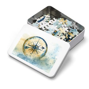 Jigsaw Puzzle Inner Compass Watercolor Painting - Etsy