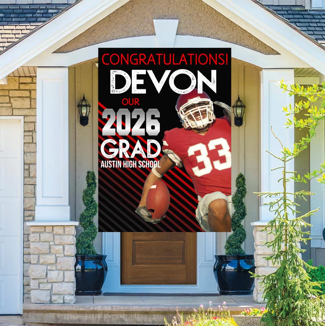 Personalized Football Graduation Banner, Custom Congrats Grad Photo ...