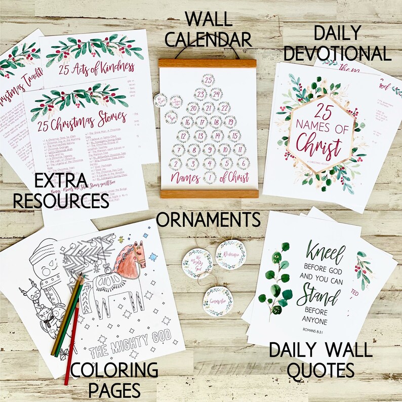 25 Names of Christ Christmas Printable Advent Calendar Instant - Etsy