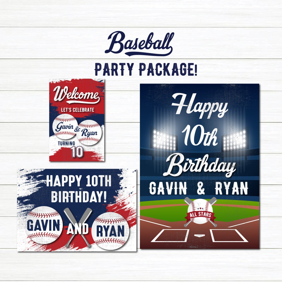 Baseball Party Banner - Baseball Party Decorations - Baseball Themed ...