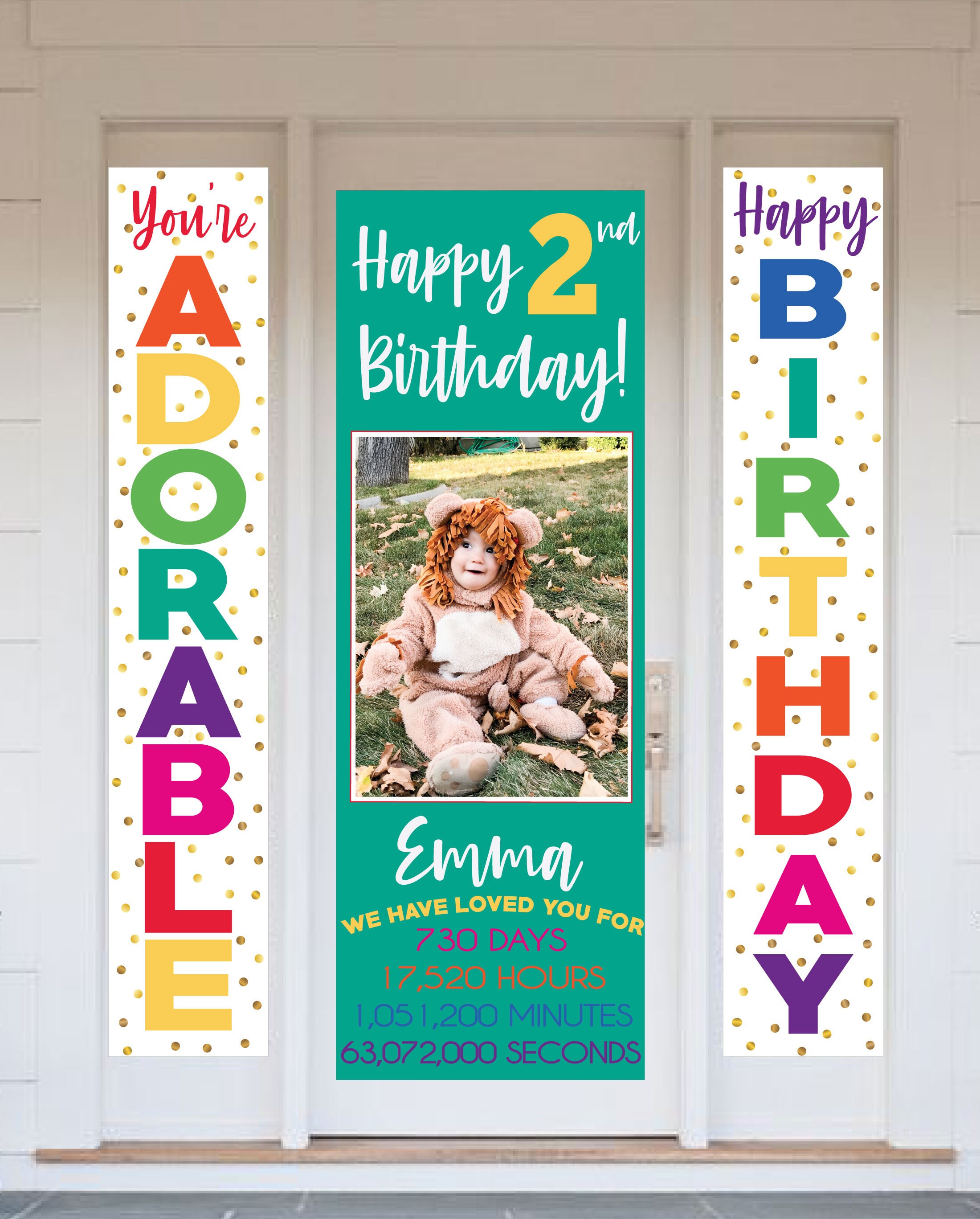 Rainbow Birthday Banner for Front Door Party Sign Personalized | Etsy