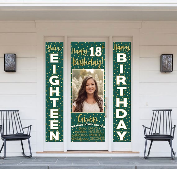 18th Birthday Banner for Front Door Sign Personalized - Etsy