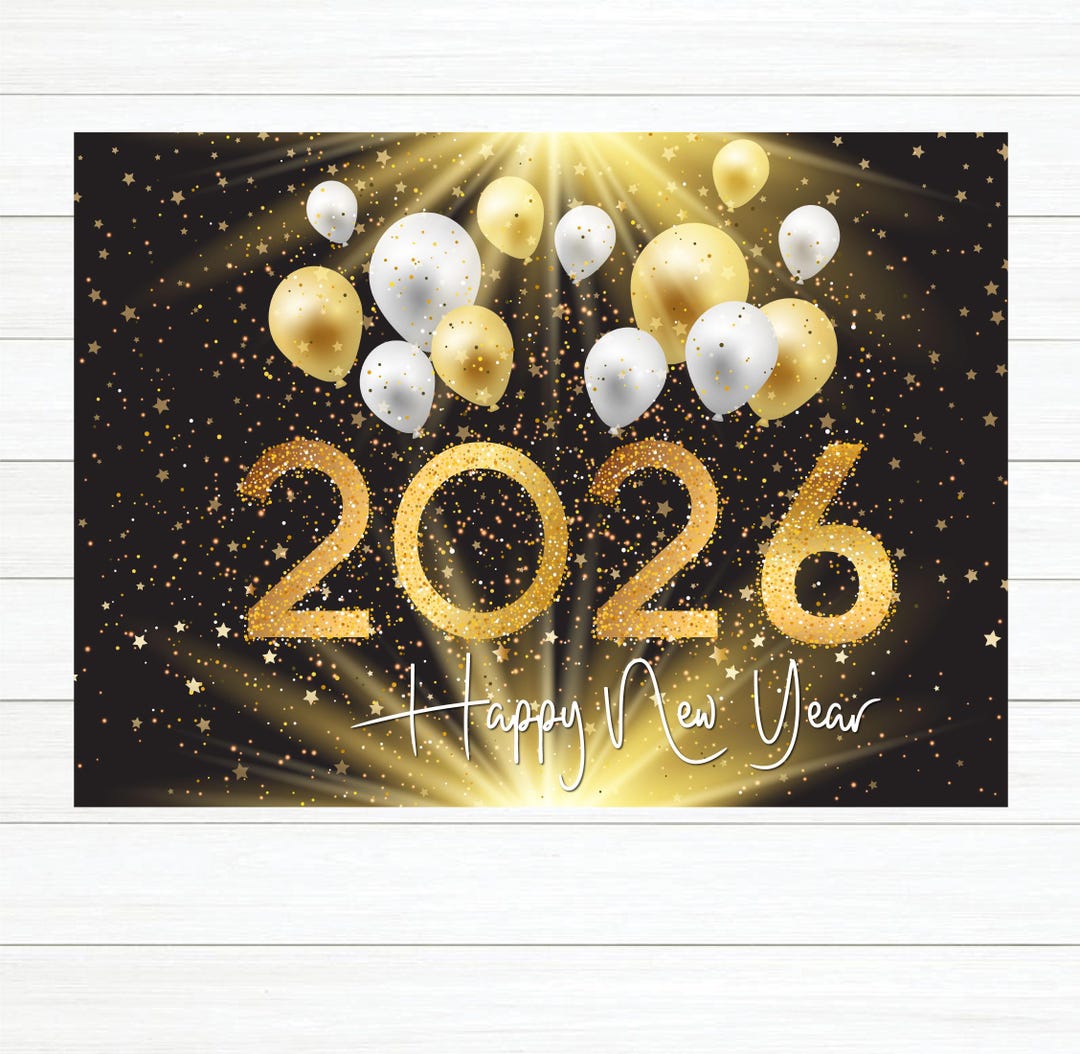 Happy New Year Backdrop 2025 - New Year's Eve Decorations - Photo ...