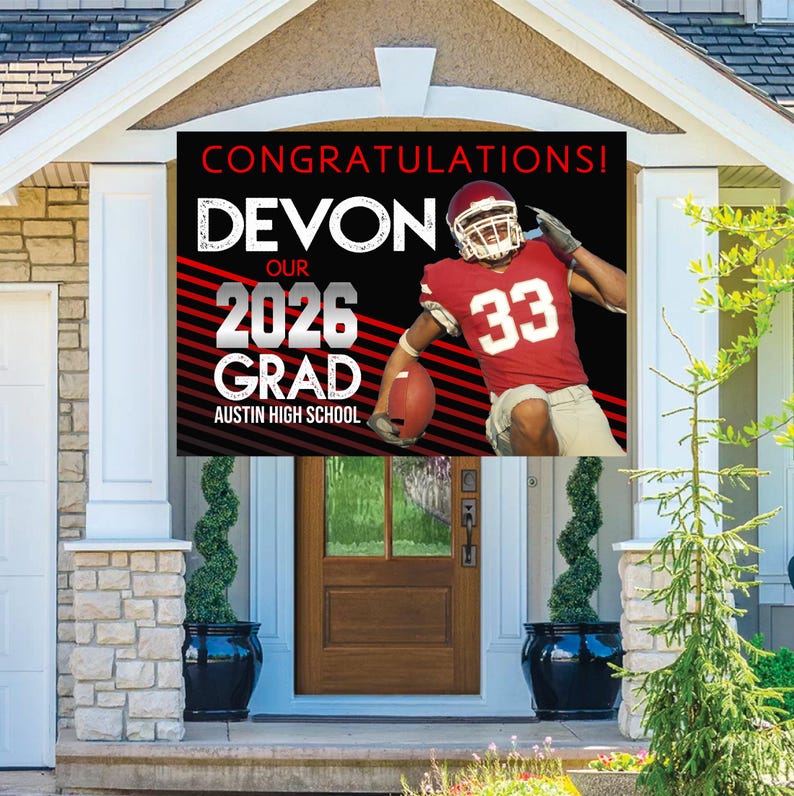 Personalized Football Graduation Banner, Custom Congrats Grad Photo ...