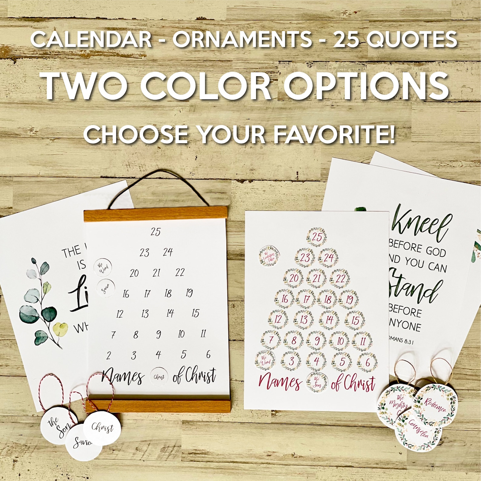 25 Names of Christ Christmas Printable Advent Calendar Instant - Etsy