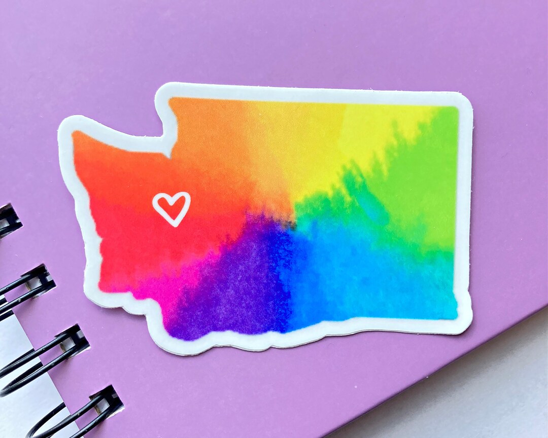 Washington State Rainbow Watercolor Vinyl Sticker - Etsy UK