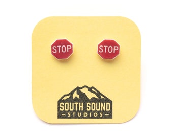 Red Stop Sign Gift Stop Earrings Stud Earrings Post Stop - Etsy