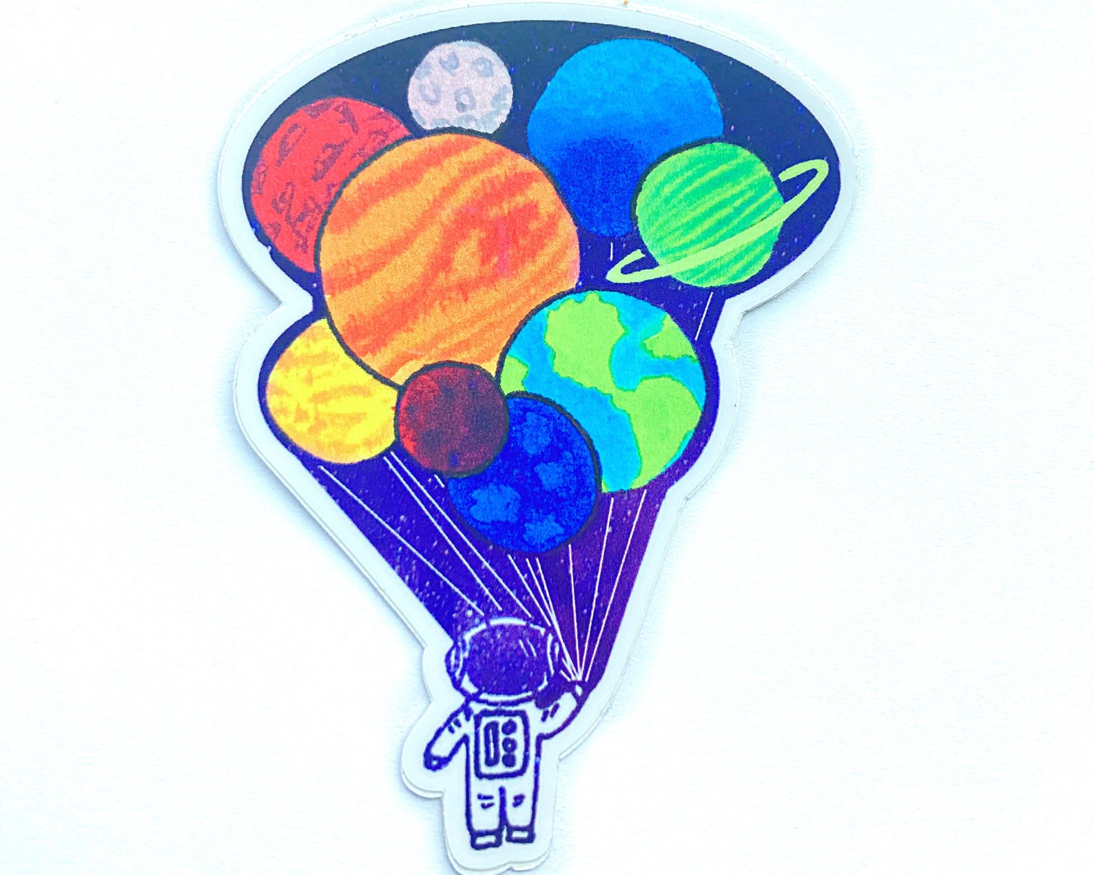 Planet Balloons Vinyl Sticker Watercolor Galaxy Astronaut - Etsy Italia