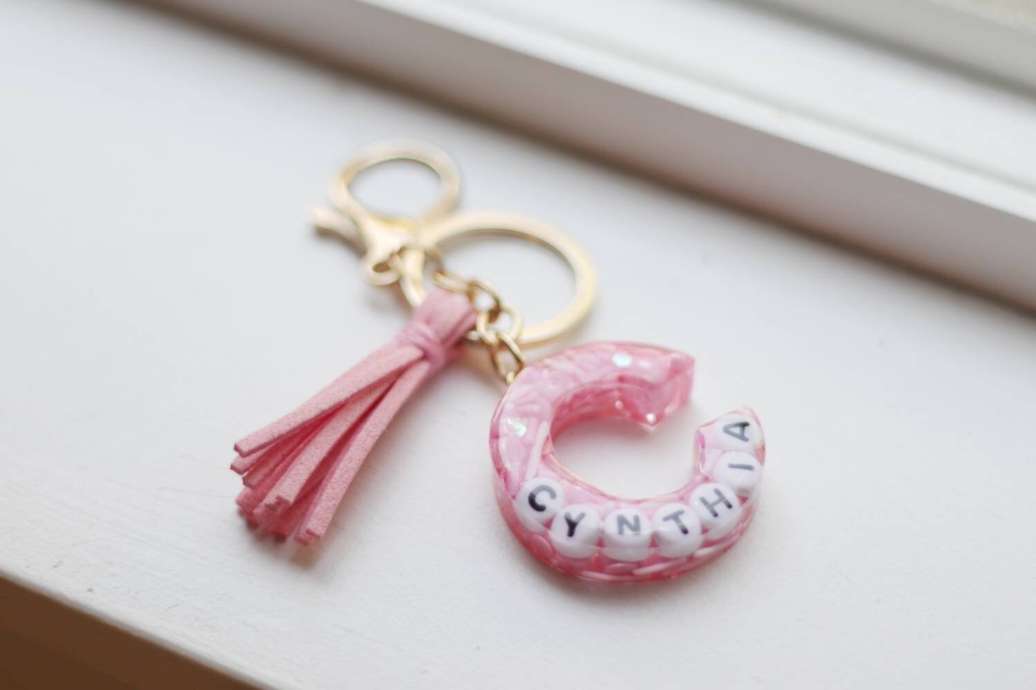 Pink Sprinkles Letter Keychain Custom Alphabet Monogram - Etsy