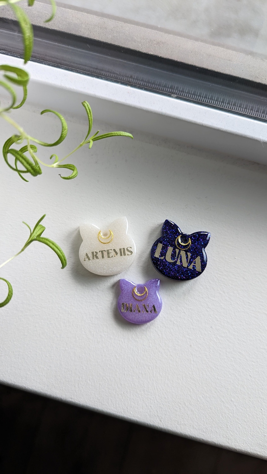 Luna Sailormoon Inspired Cat Tag | Resin Cat Tag | Personalized Pet ID ...