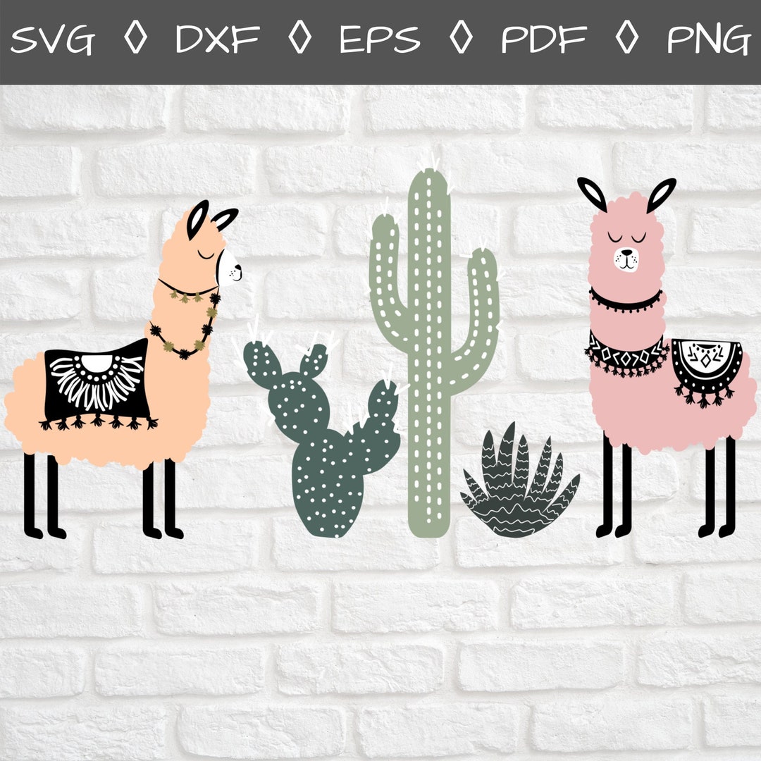 Llamas and Cactus Svg Cactus Svg Llama Svg Alpaca Svg Svg - Etsy