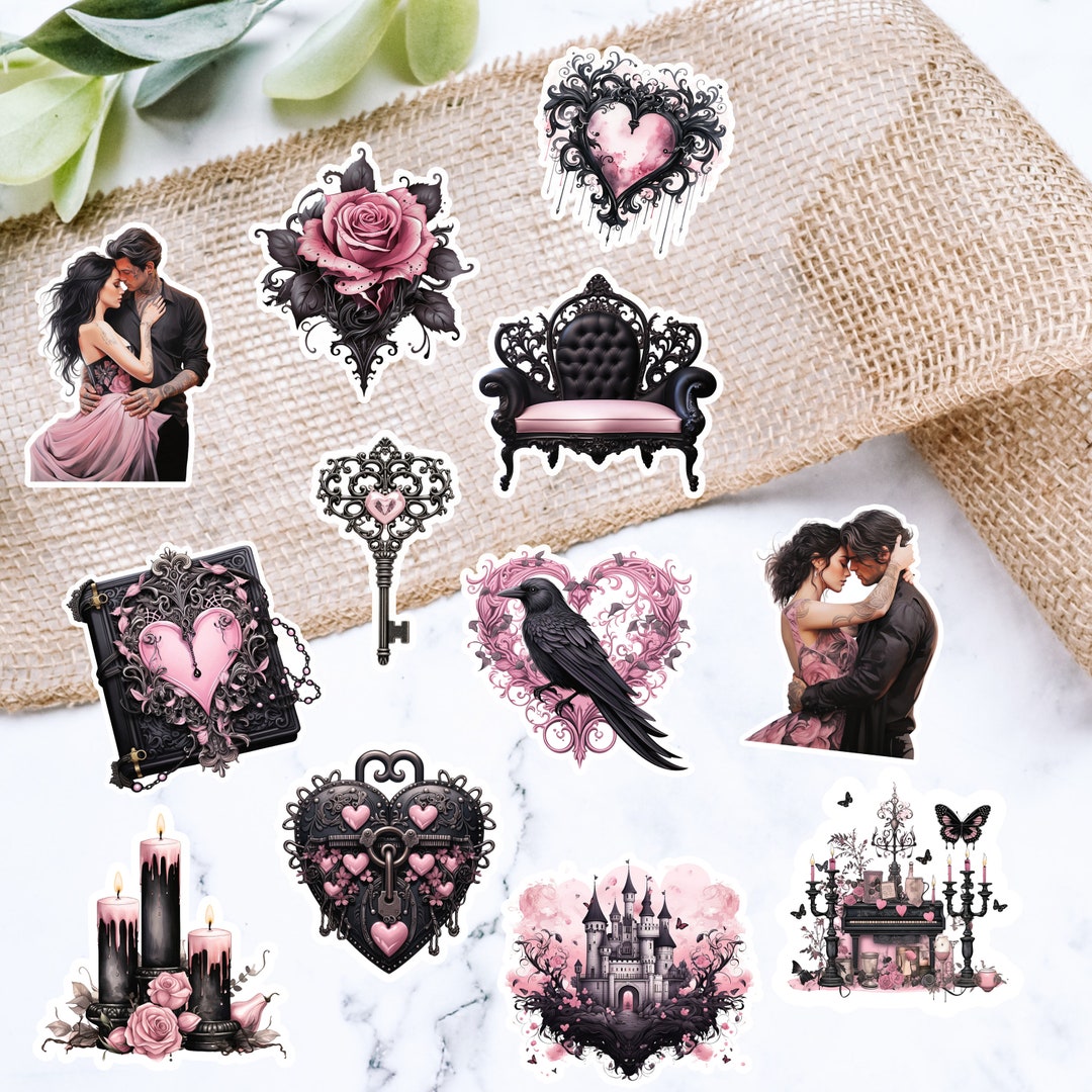 Gothic Victorian Romance Sticker Set on Clear or Solid Vinyl Great for ...