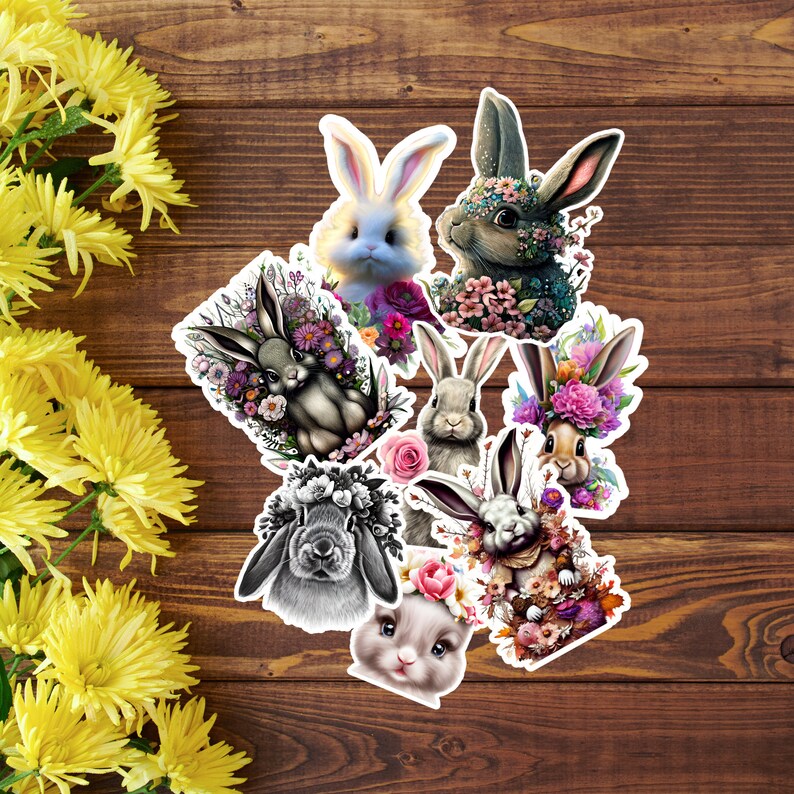 Bunny Rabbit Sticker Set Set of 8 Vinyl Die-cut Stickers - Etsy