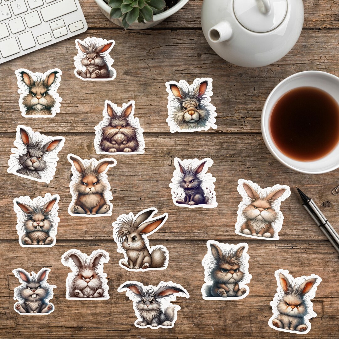 Grumpy Bunny Rabbit Stickers for Rabbit Enthusiasts, Bunny Stickers for ...